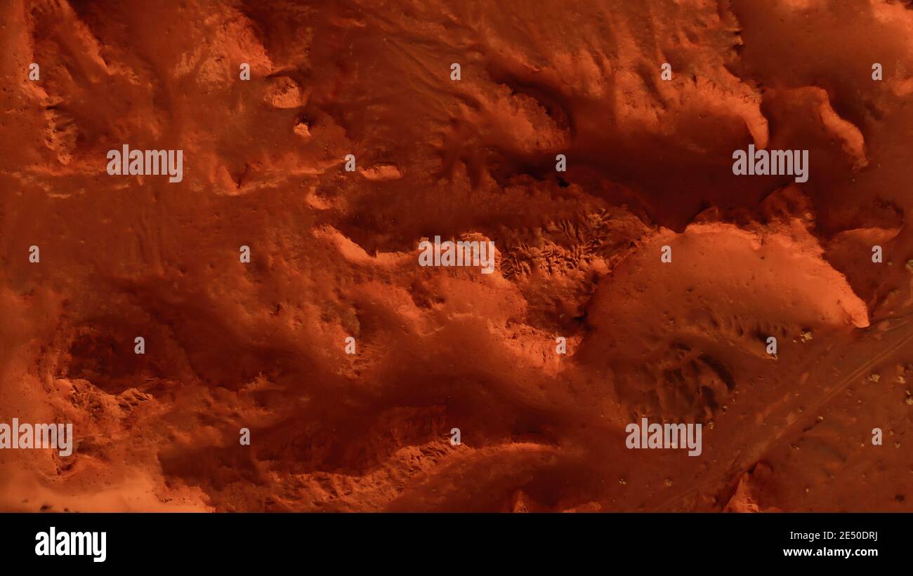 Fantastic martian landscape in rusty orange shades, Mars surface ...