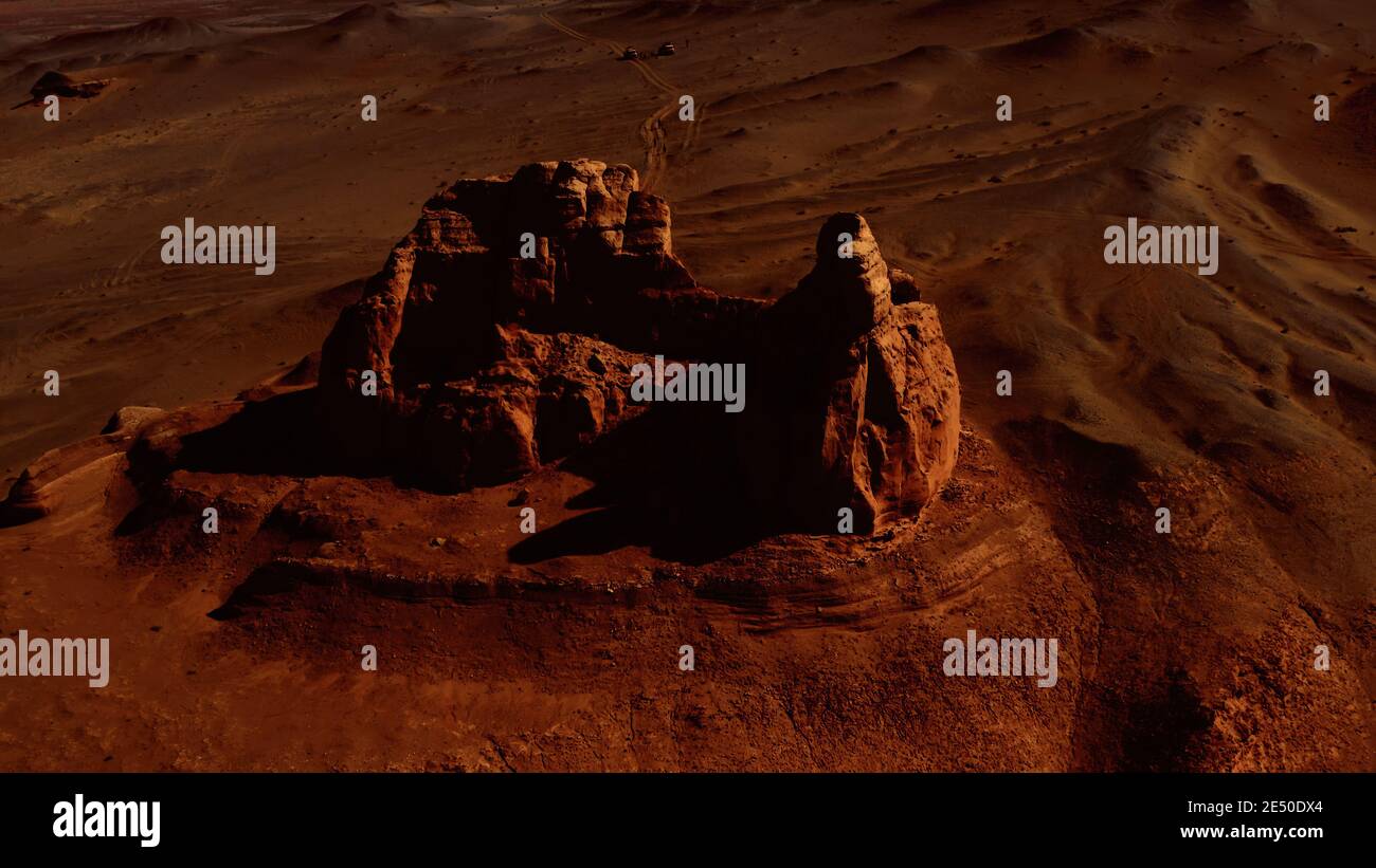 Fantastic martian landscape in rusty orange shades, Mars surface ...