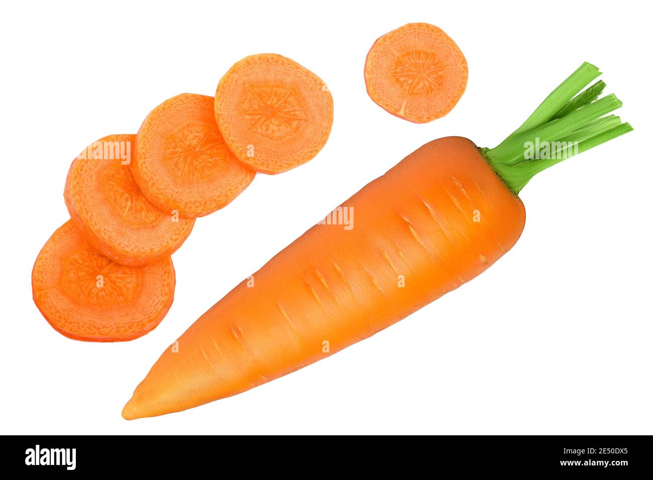 Carrot isolated on white background with full depth of field. Top view ...