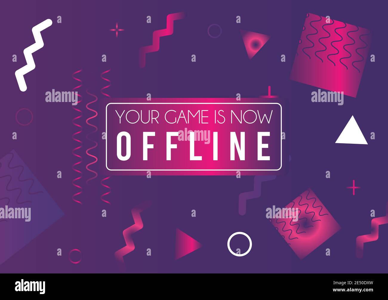 your game in now offline lettering in purple color background vector ...