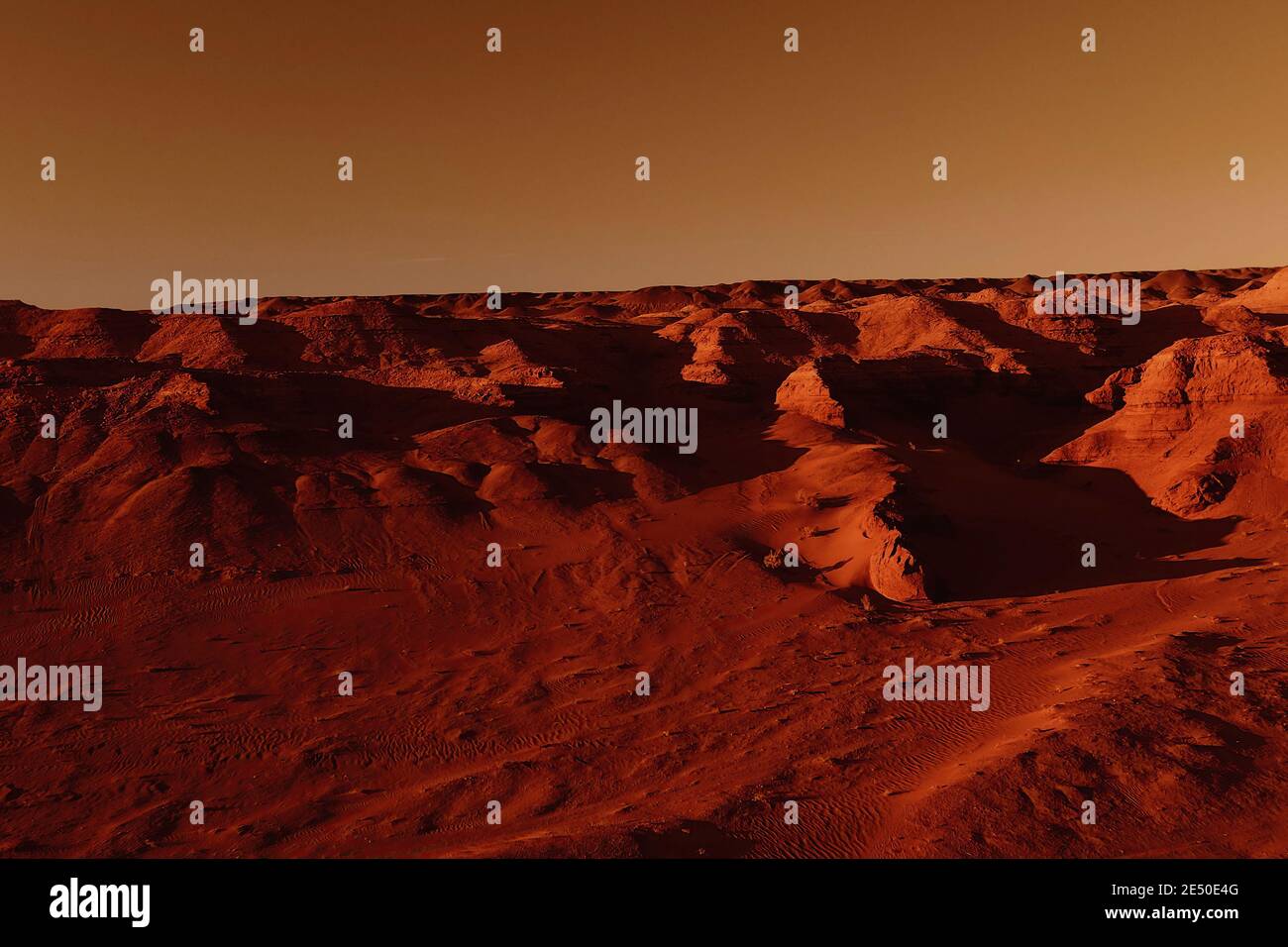 Fantastic martian landscape in rusty orange shades, Mars surface ...