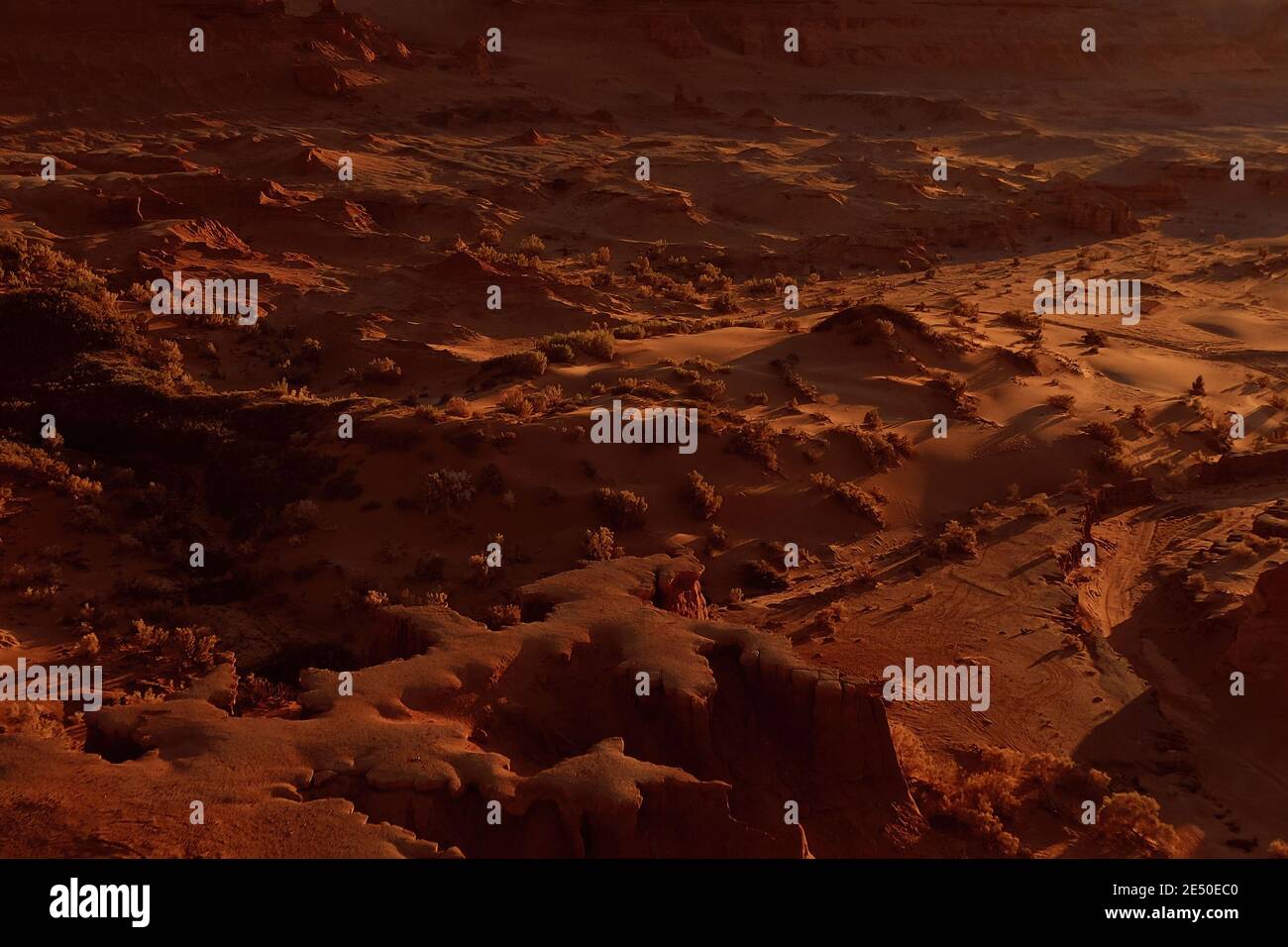 Fantastic martian landscape in rusty orange shades, Mars surface ...