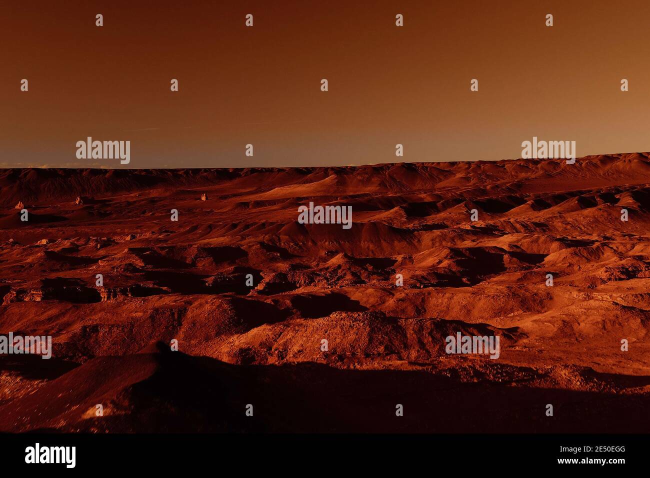 Fantastic martian landscape in rusty orange shades, Mars surface ...