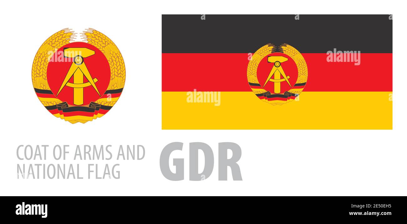 Vector set of the coat of arms and national flag of GDR Stock Vector ...