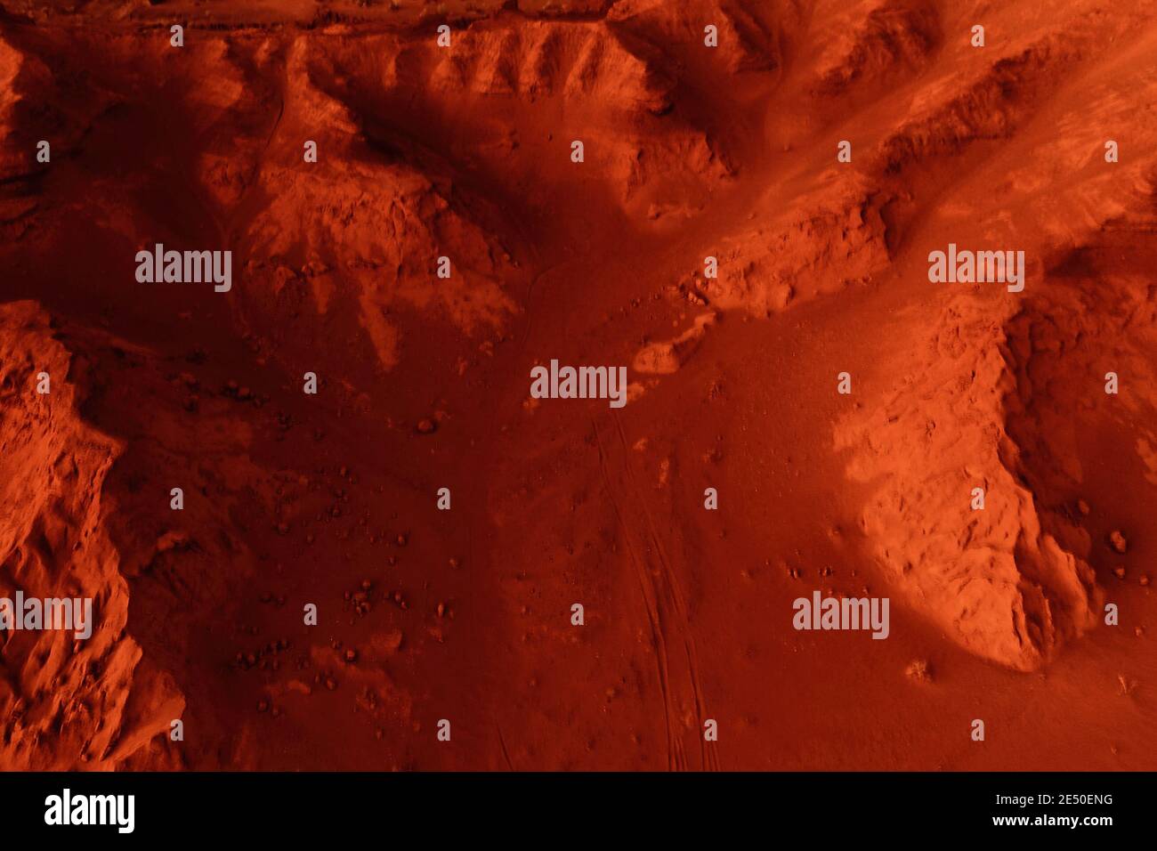 Fantastic martian landscape in rusty orange shades, Mars surface ...