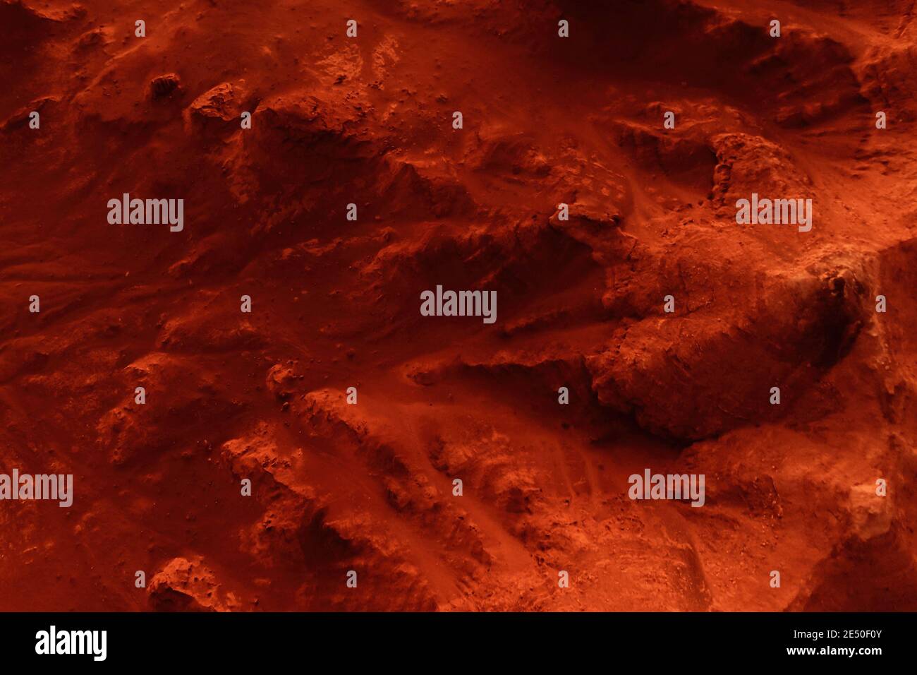 Fantastic martian landscape in rusty orange shades, Mars surface ...