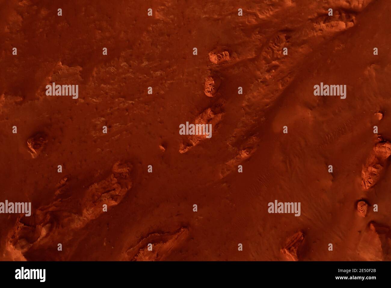 Fantastic martian landscape in rusty orange shades, Mars surface ...