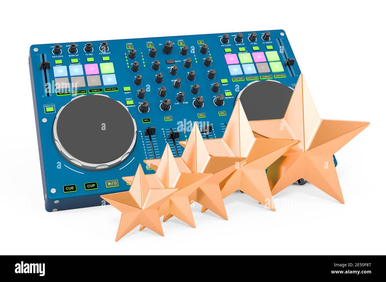 Customer rating of DJ console. 3D rendering isolated on white ...