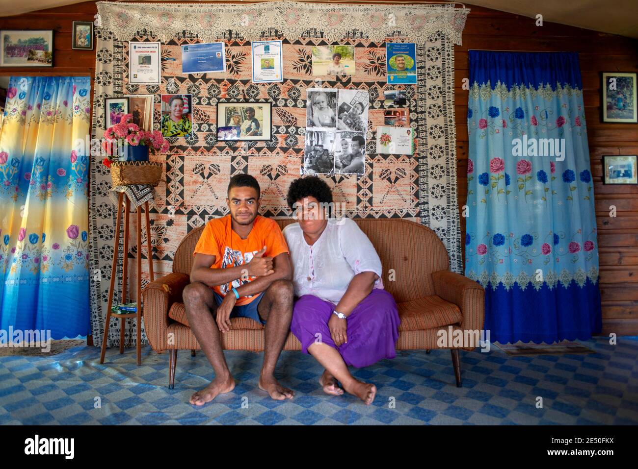 February 2020 - Family inside a house in Solevu island and Yaro island ...