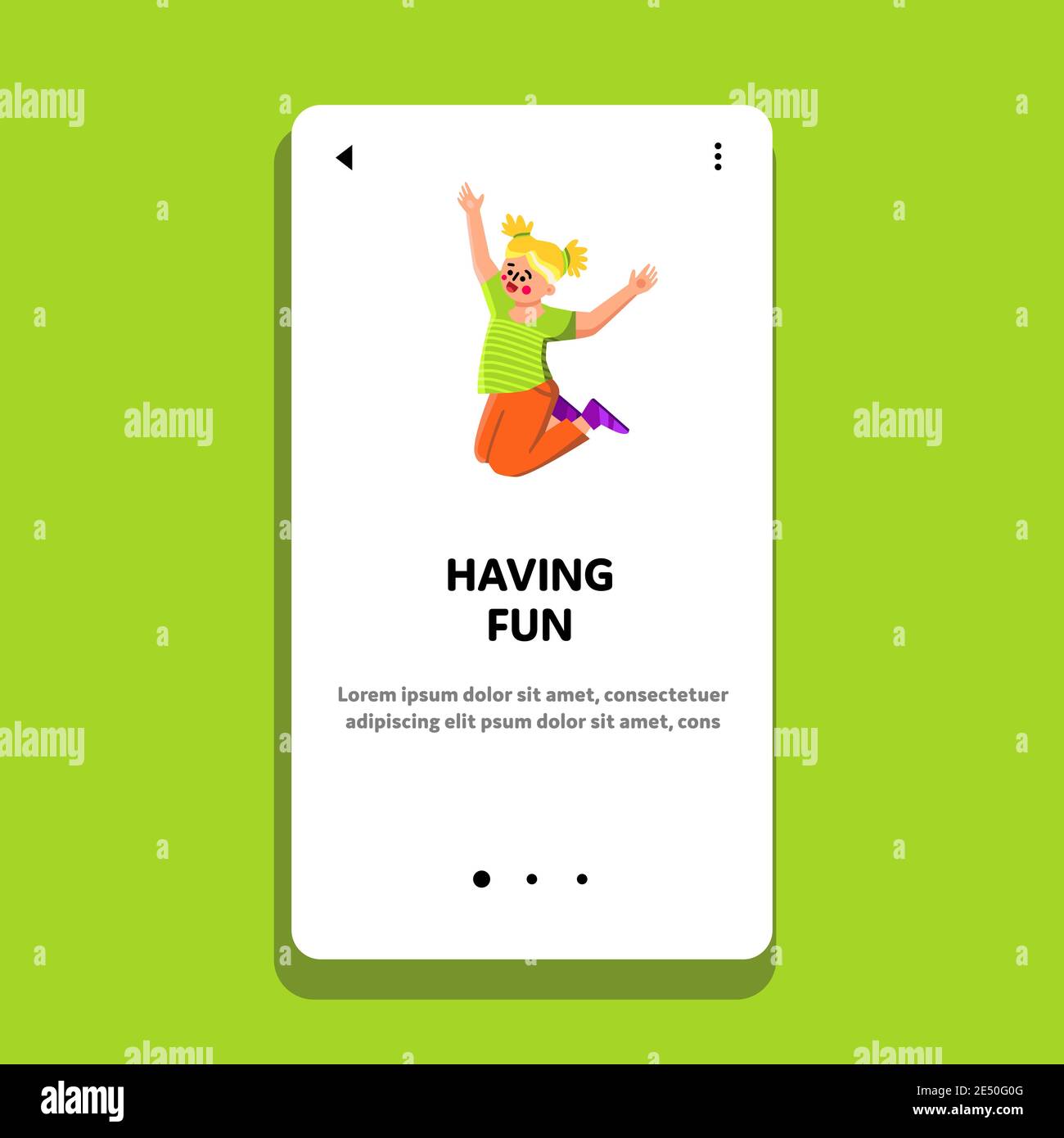 Girl Kid Having Fun Time Jump And Play Vector Stock Vector Image & Art ...