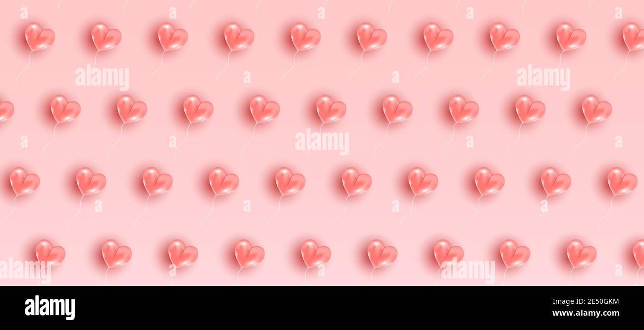 Valentine's day pattern. Romantic frame composition with pink flying ...