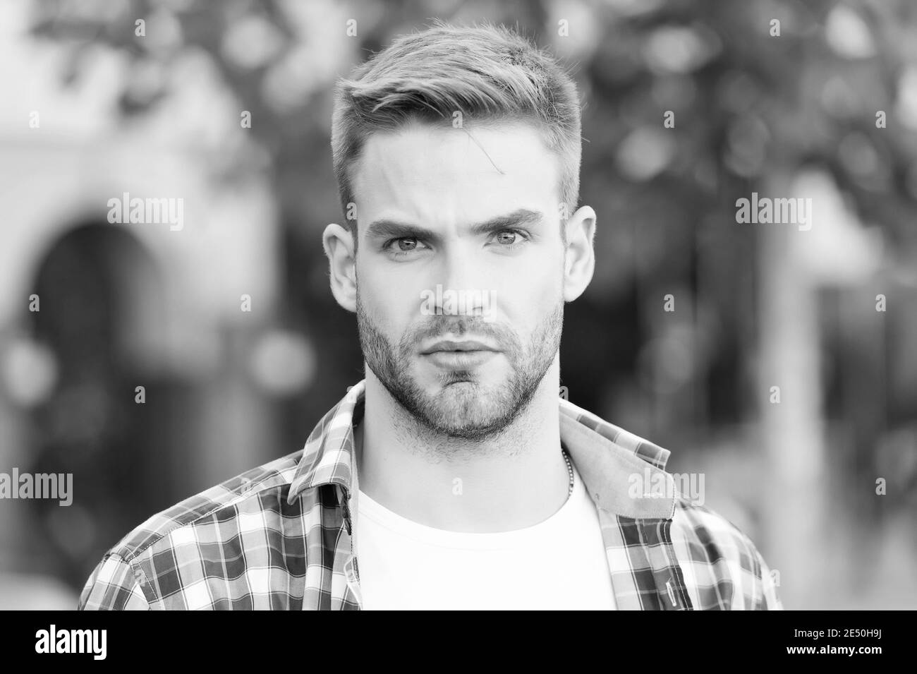 Man face care cream not shaving Black and White Stock Photos & Images ...