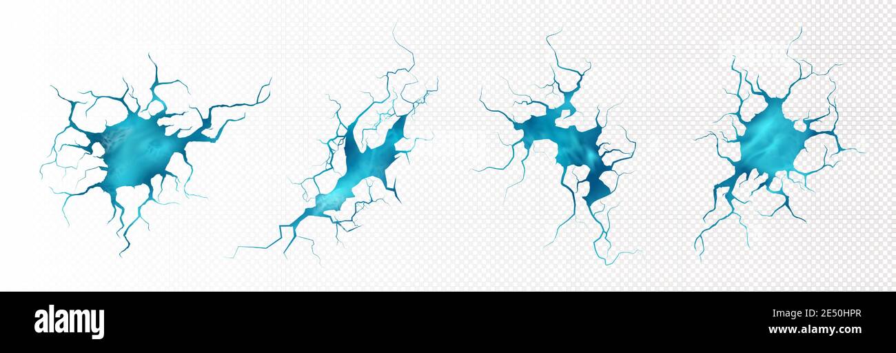Cracks with water surface texture inside. Breaks in ground or ice with ...