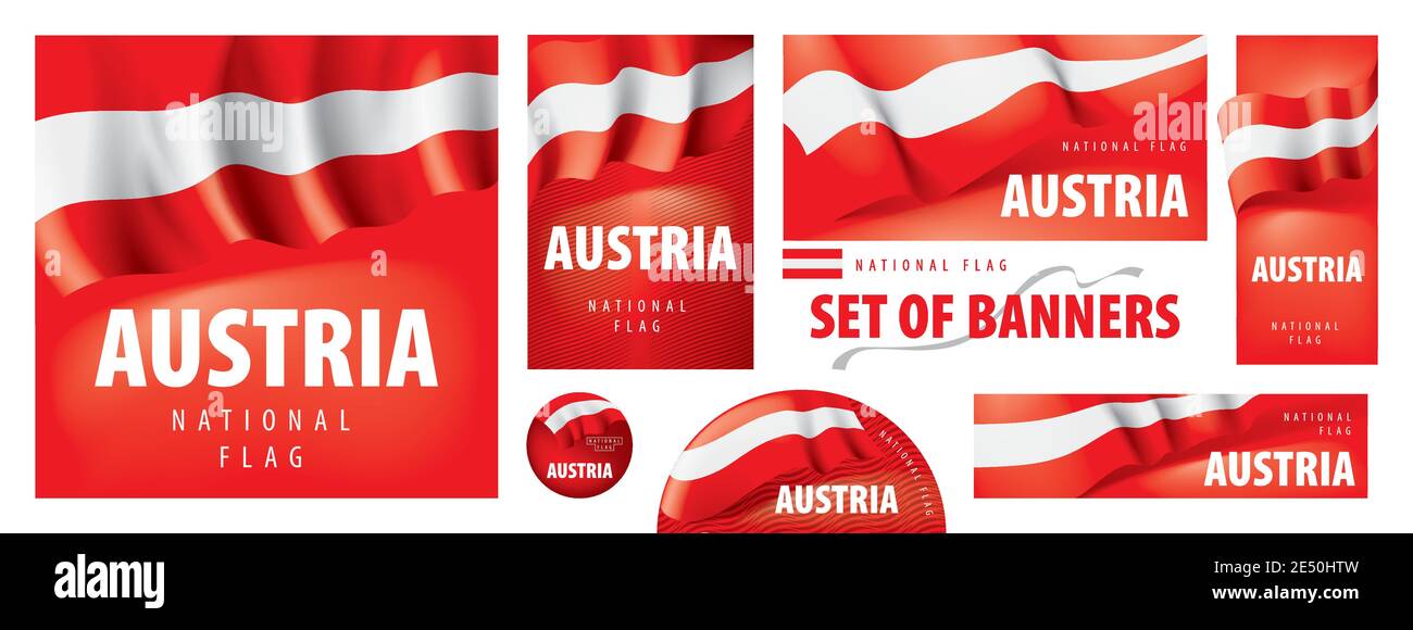 Vector set of banners with the national flag of the Austria Stock ...