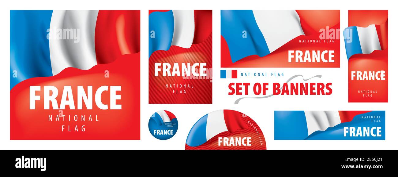 Vector set of banners with the national flag of the France Stock Vector ...