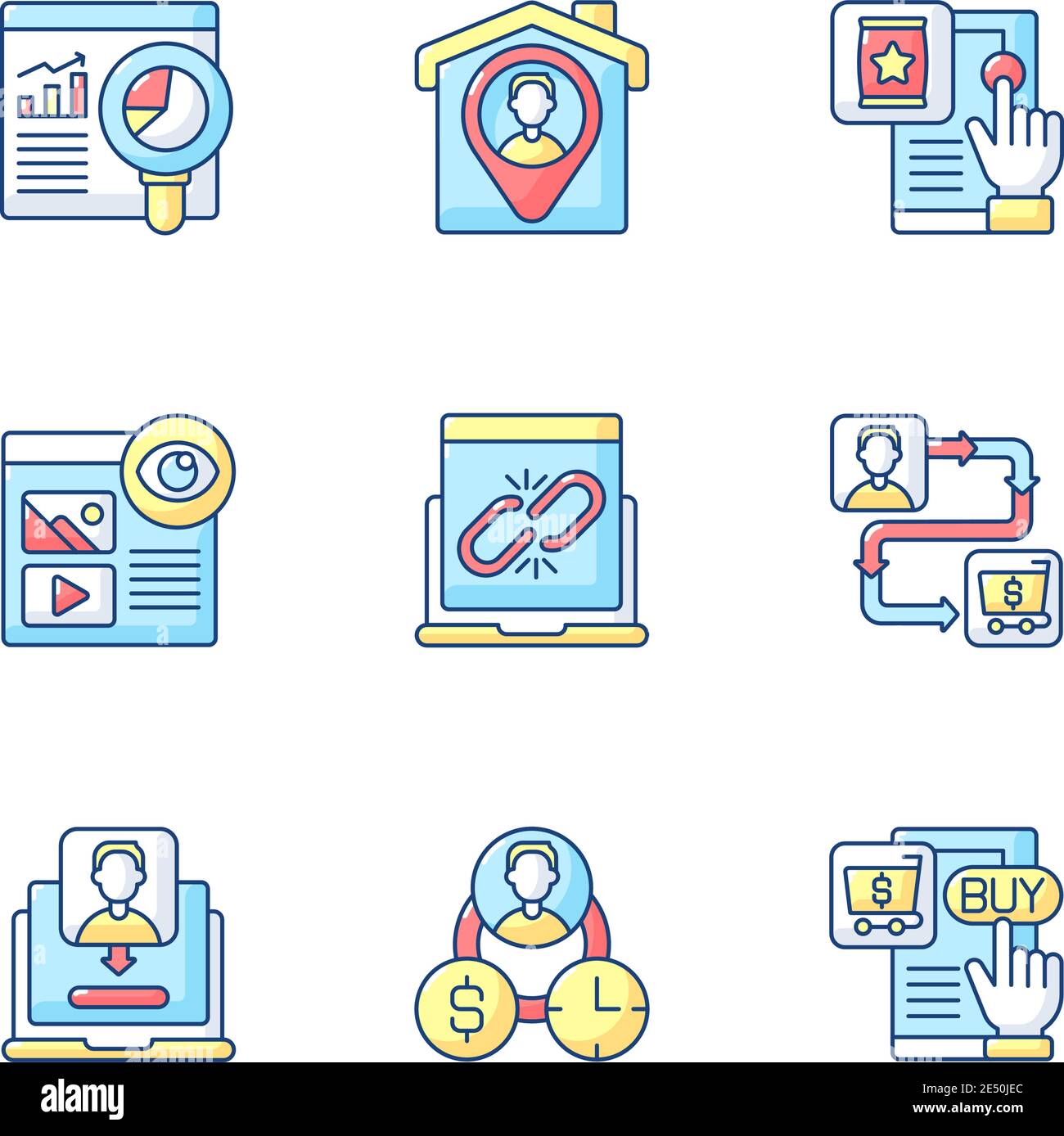 Web analytics RGB color icons set Stock Vector Image & Art - Alamy