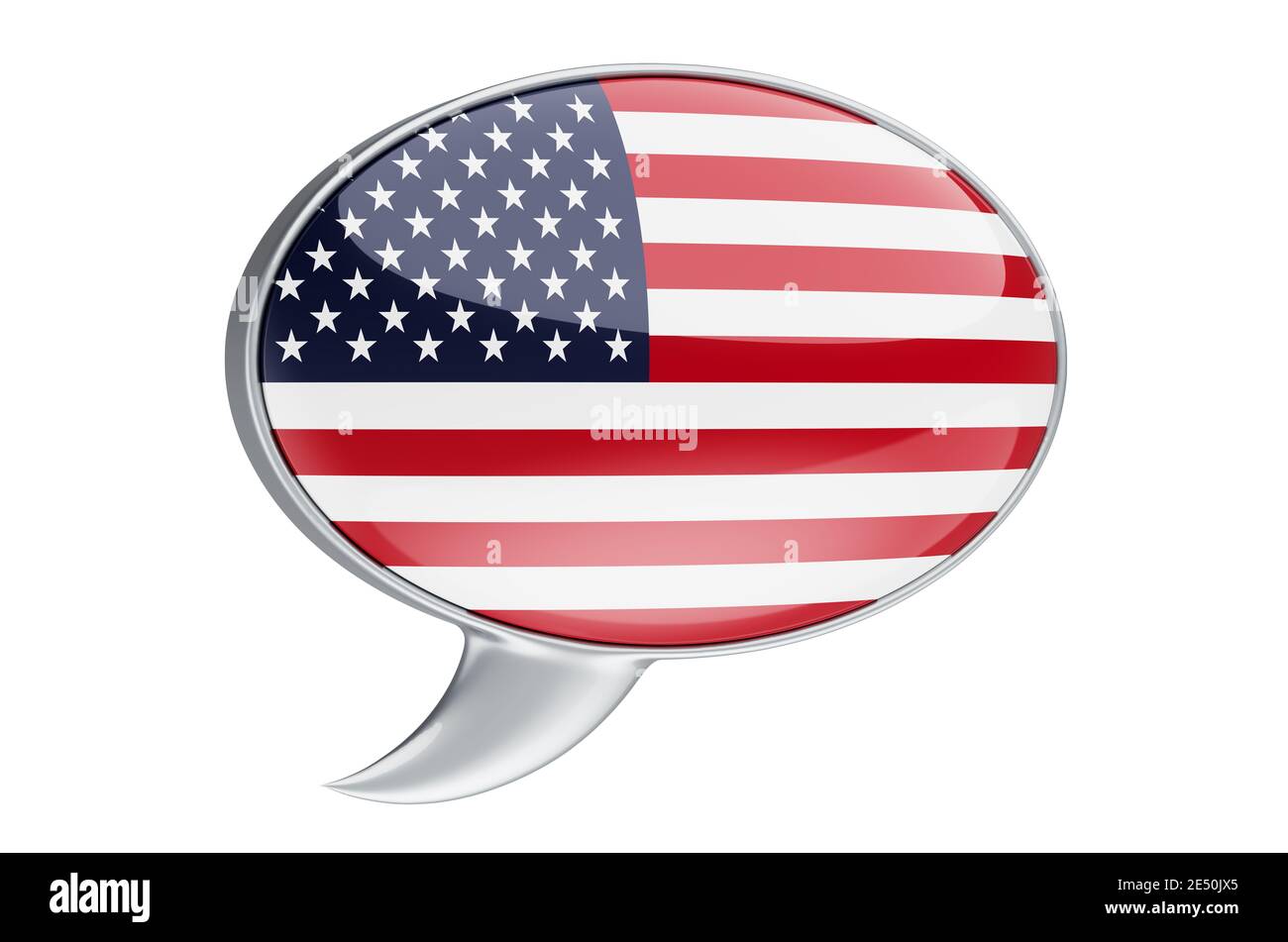 Speech balloon with American flag, 3D rendering isolated on white ...
