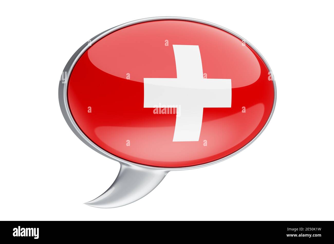 Speech balloon with Swiss flag, 3D rendering isolated on white ...