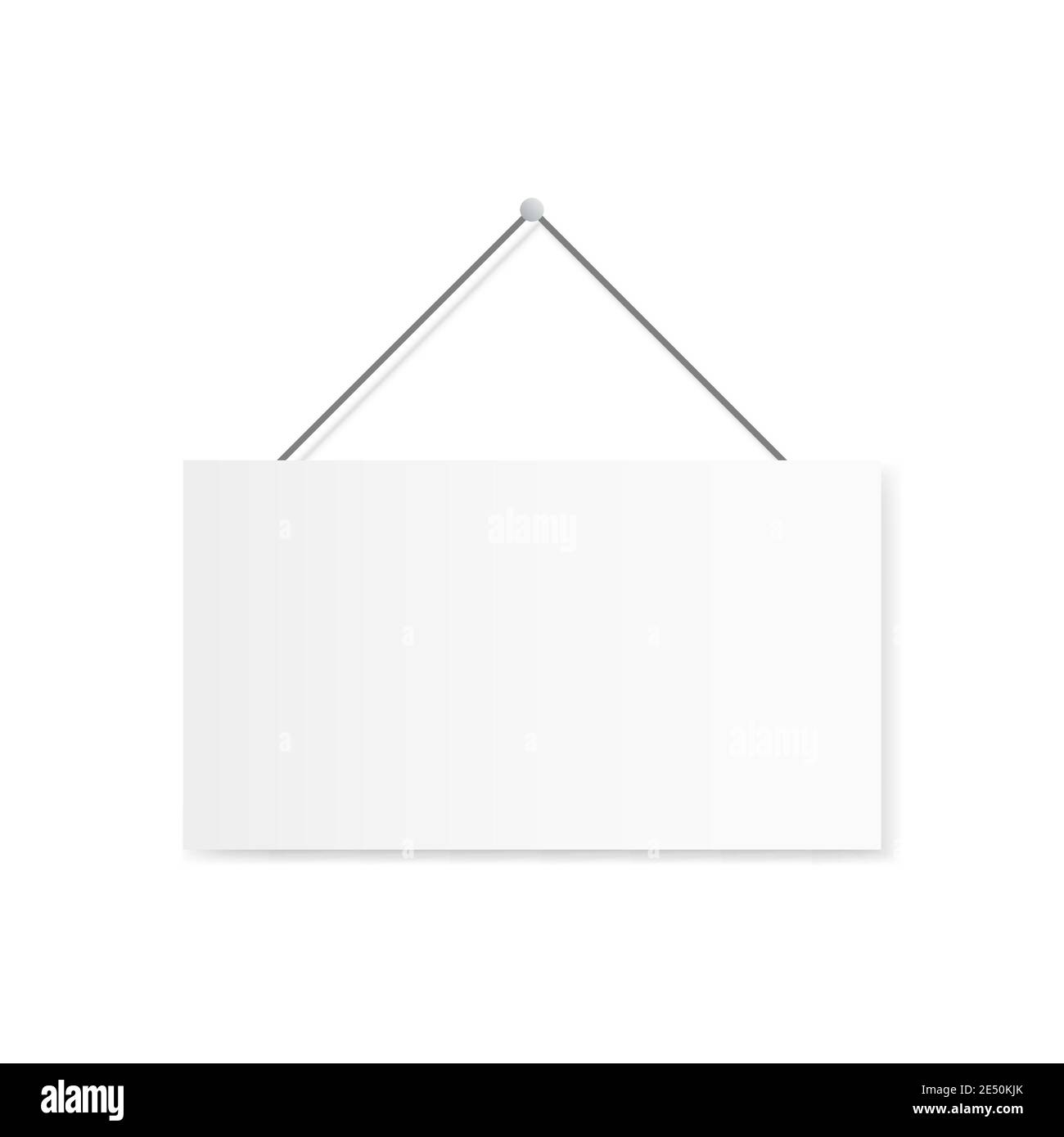 Sign hanging on white wall. Realistic signboard mockup. Sign template ...