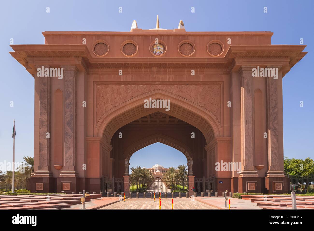 Abu Dhabi, UAE - October 6 2017: The entrance gate to luxury 5-star ...