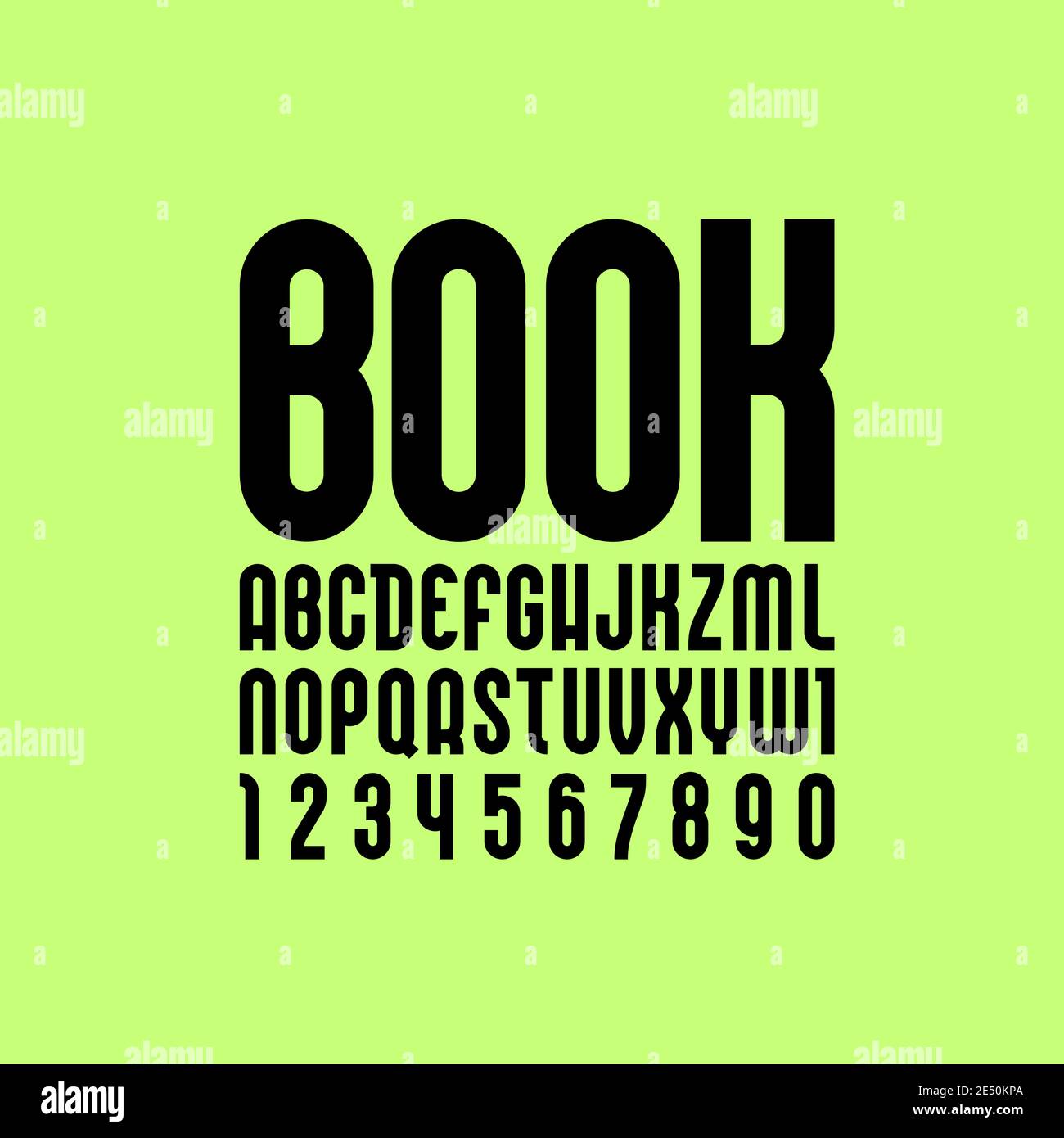 Condensed font, Trendy tall alphabet, black vector letters on a yellow ...