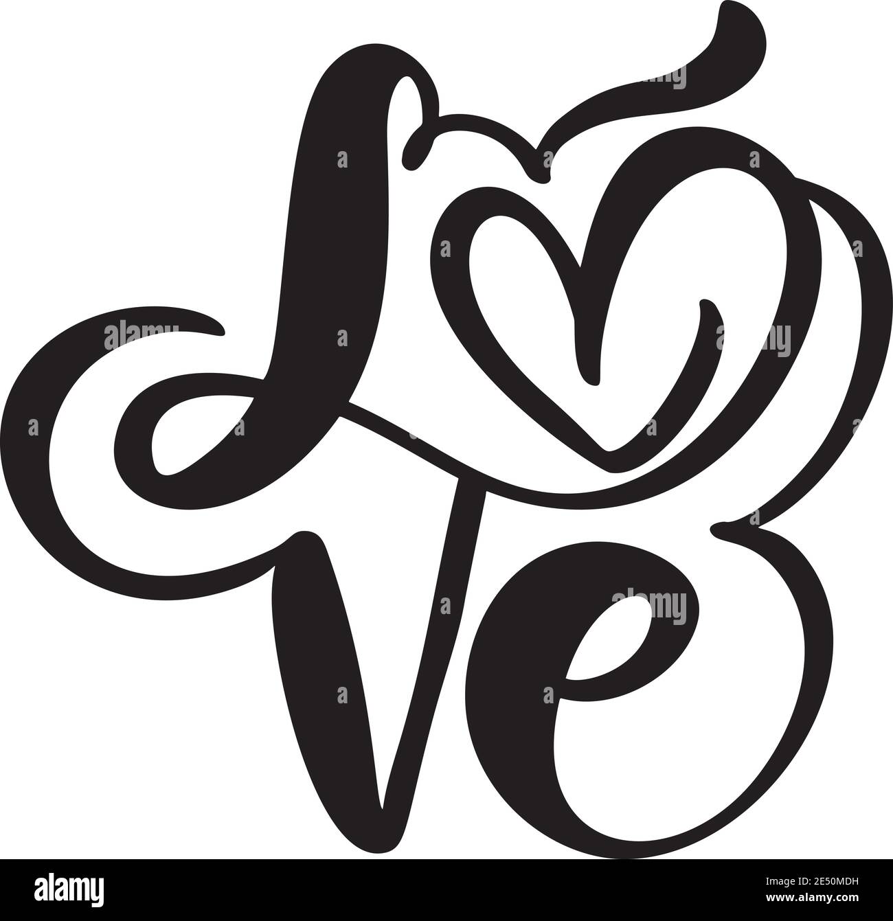 Handwritten vector logo text Laser cut LOVE and heart Happy Valentines ...