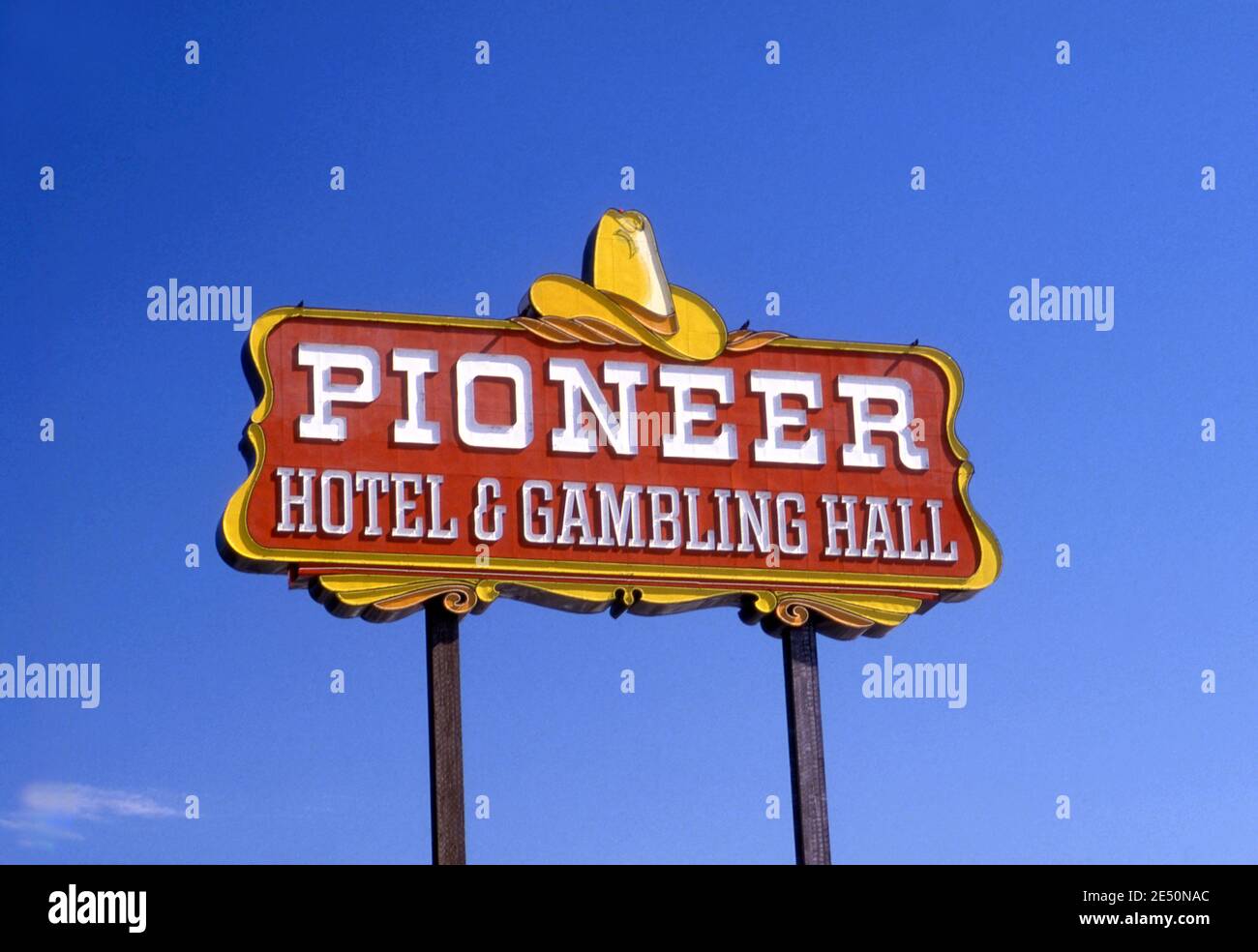 Sign for Pioneer Hotel and Gambling Hall at Laughlin, Nevada Stock ...
