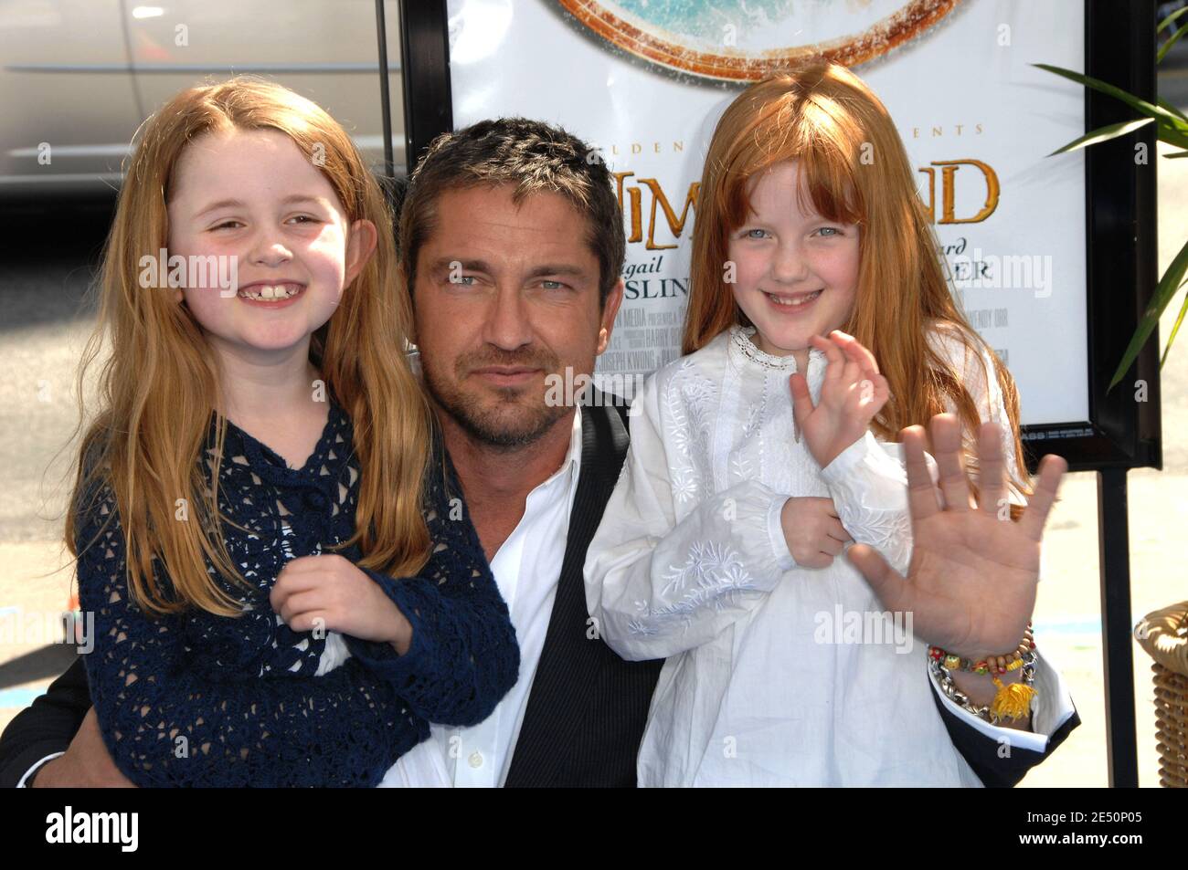Gerald Butler and nieces Katie and Rachel Butler arriving for the World ...