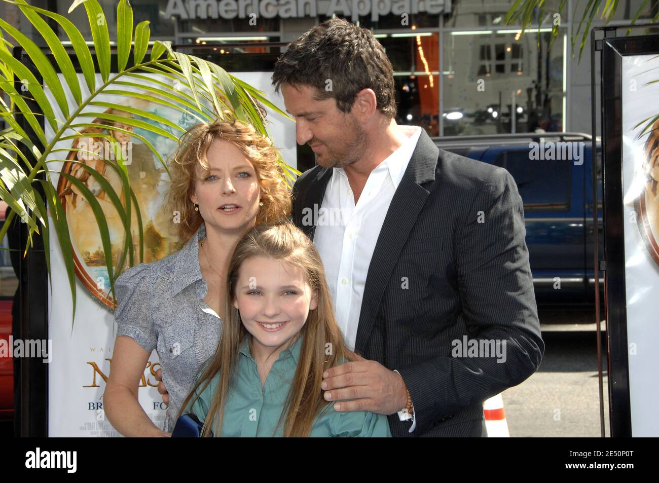 (L-R) Jodie Foster, Gerald Butler and Abigail Breslin arriving for the ...