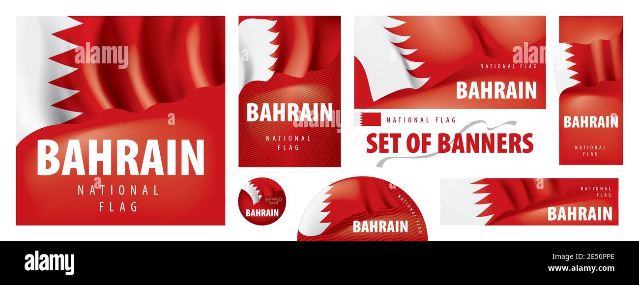 Vector set of banners with the national flag of the Bahrain Stock ...