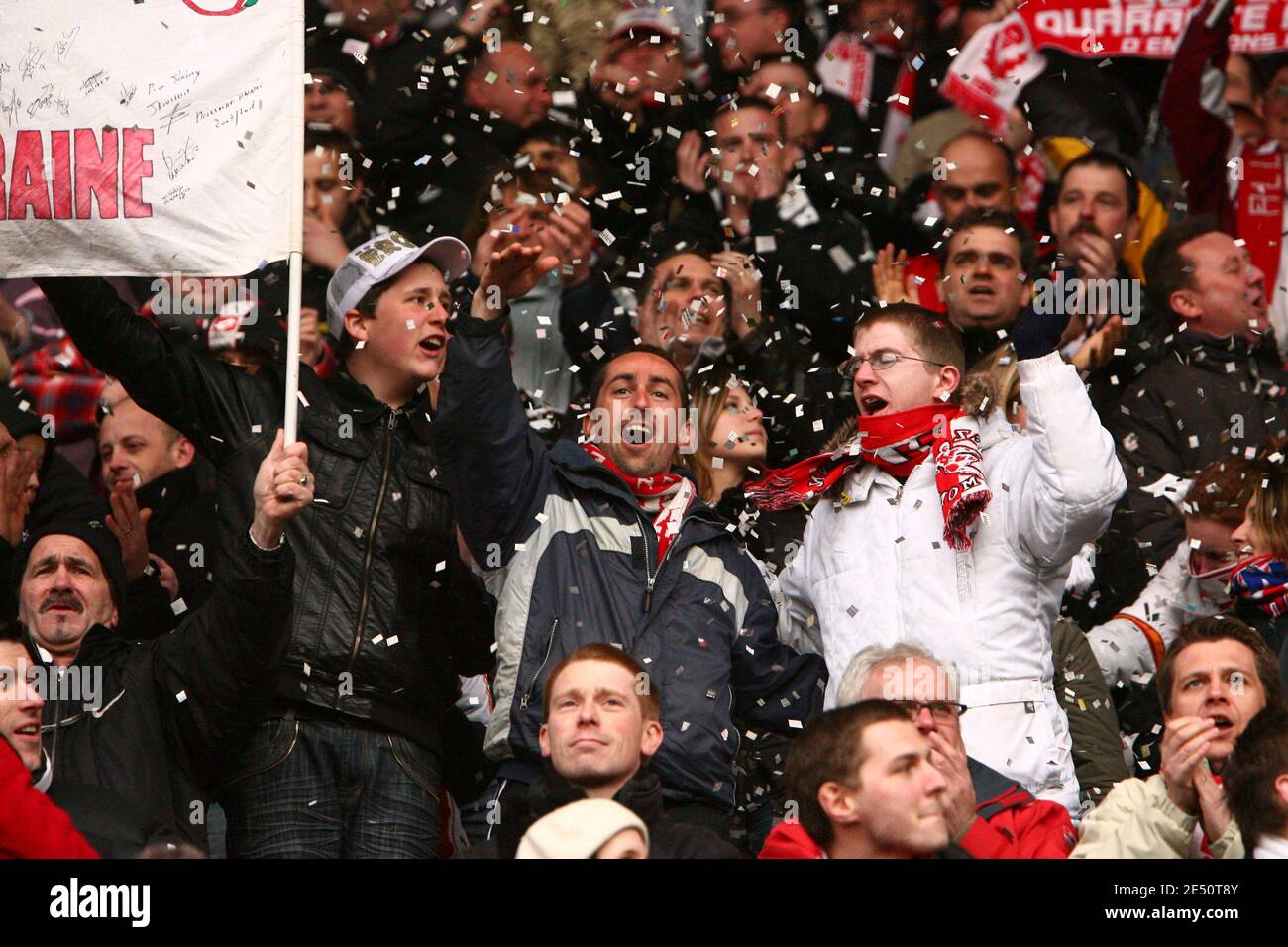 Nancy's fans after the first goal of their team during the French First ...