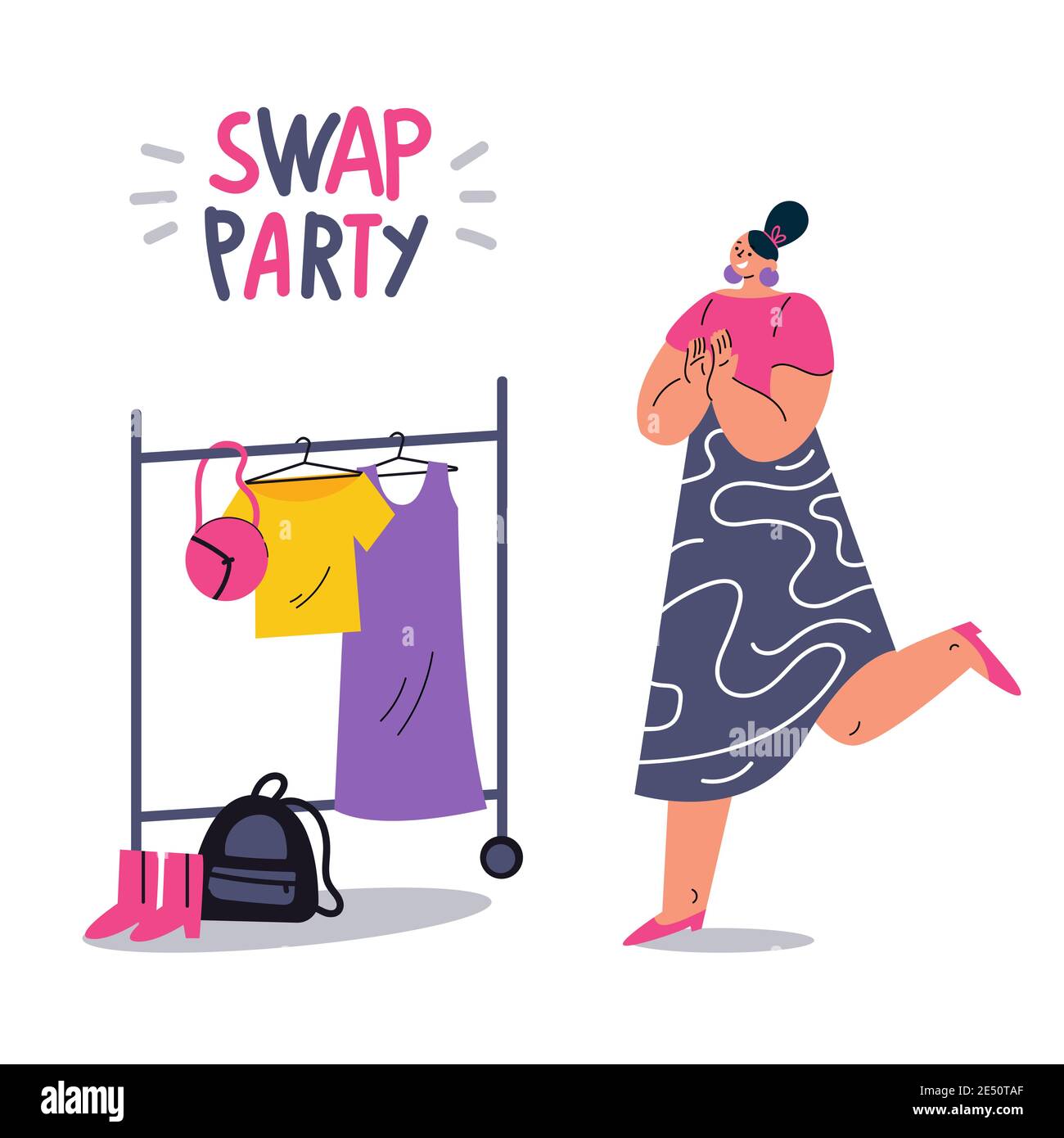 Young eco responsible girl at swap party Stock Vector Image & Art - Alamy