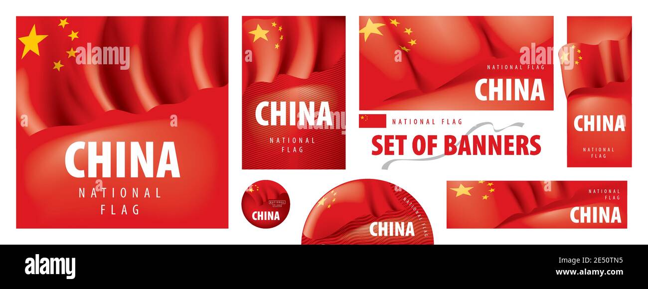 Vector set of banners with the national flag of the China Stock Vector ...