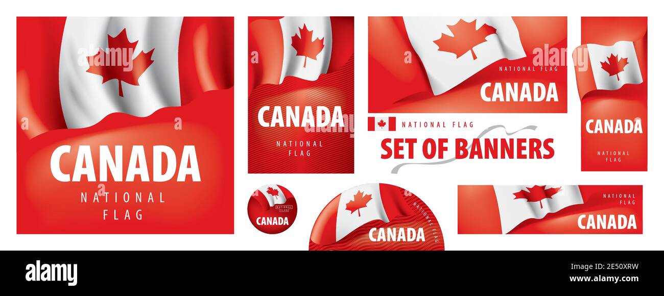 Vector set of banners with the national flag of the Canada Stock Vector ...