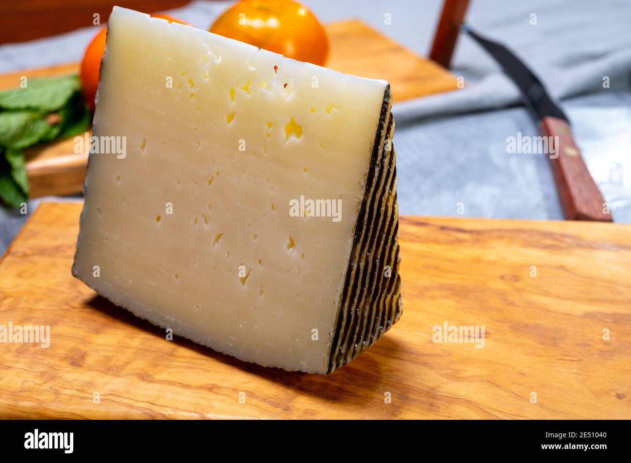 Cheese collection, piece of hard Spanish iberico cheese close up Stock ...