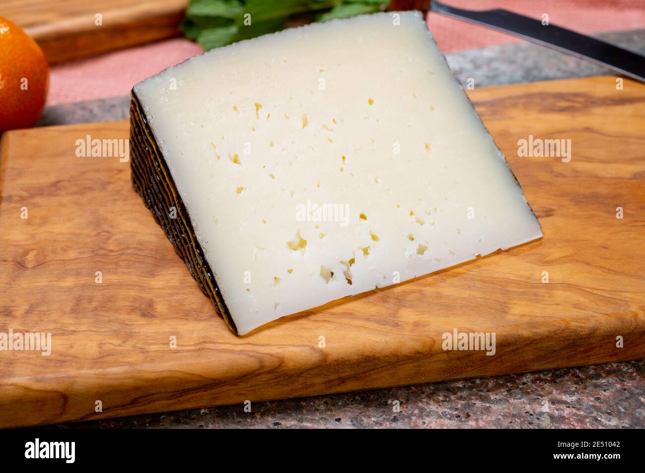 Cheese collection, piece of hard Spanish iberico cheese close up Stock ...