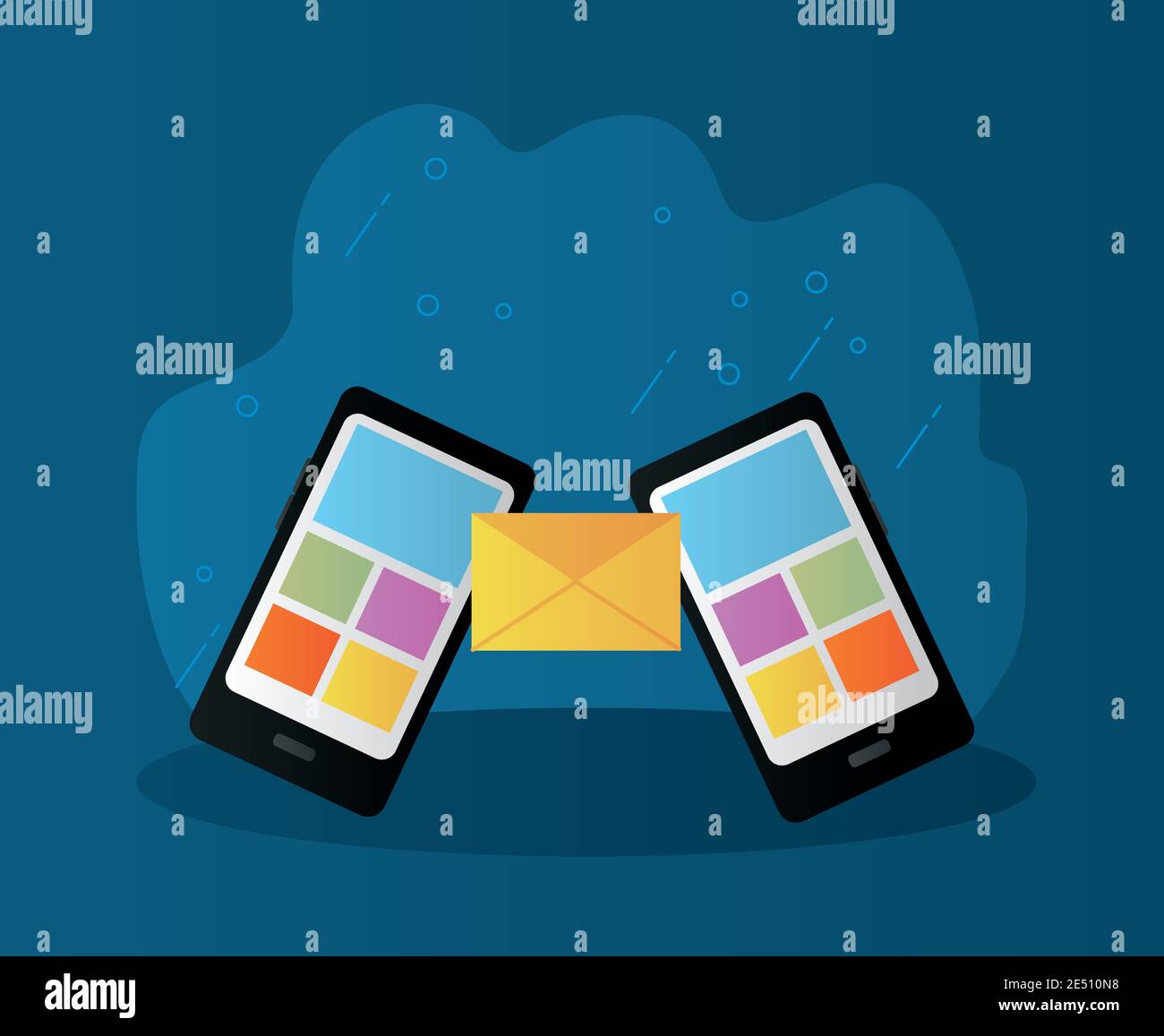smartphones devices technology with envelope email send vector ...