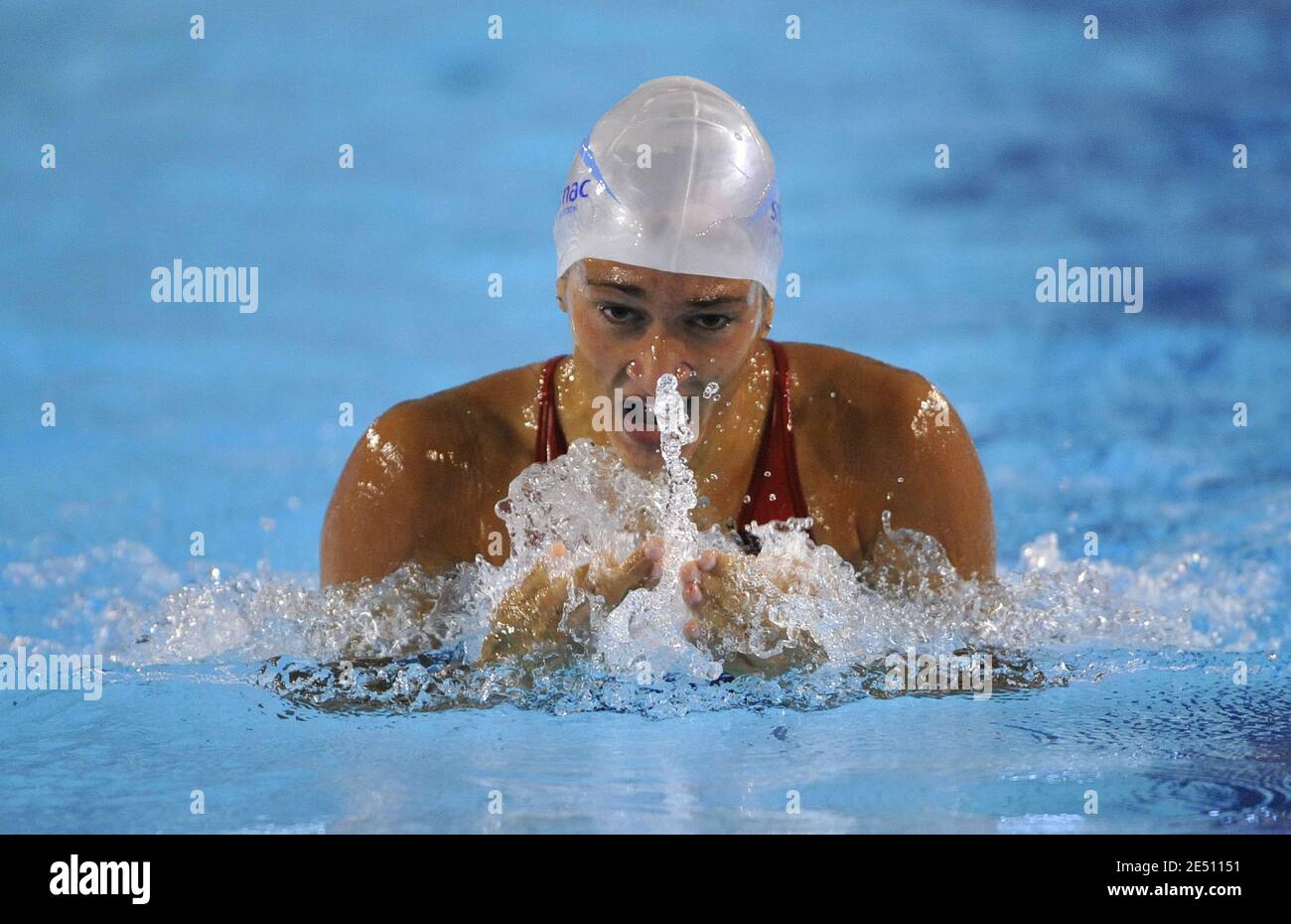 France's Geraldine Huffner competes on women's 100m breaststroke series ...