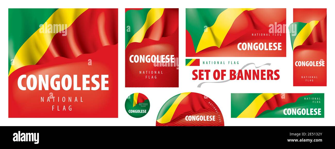 Vector set of the national flag of Congo in various creative designs ...