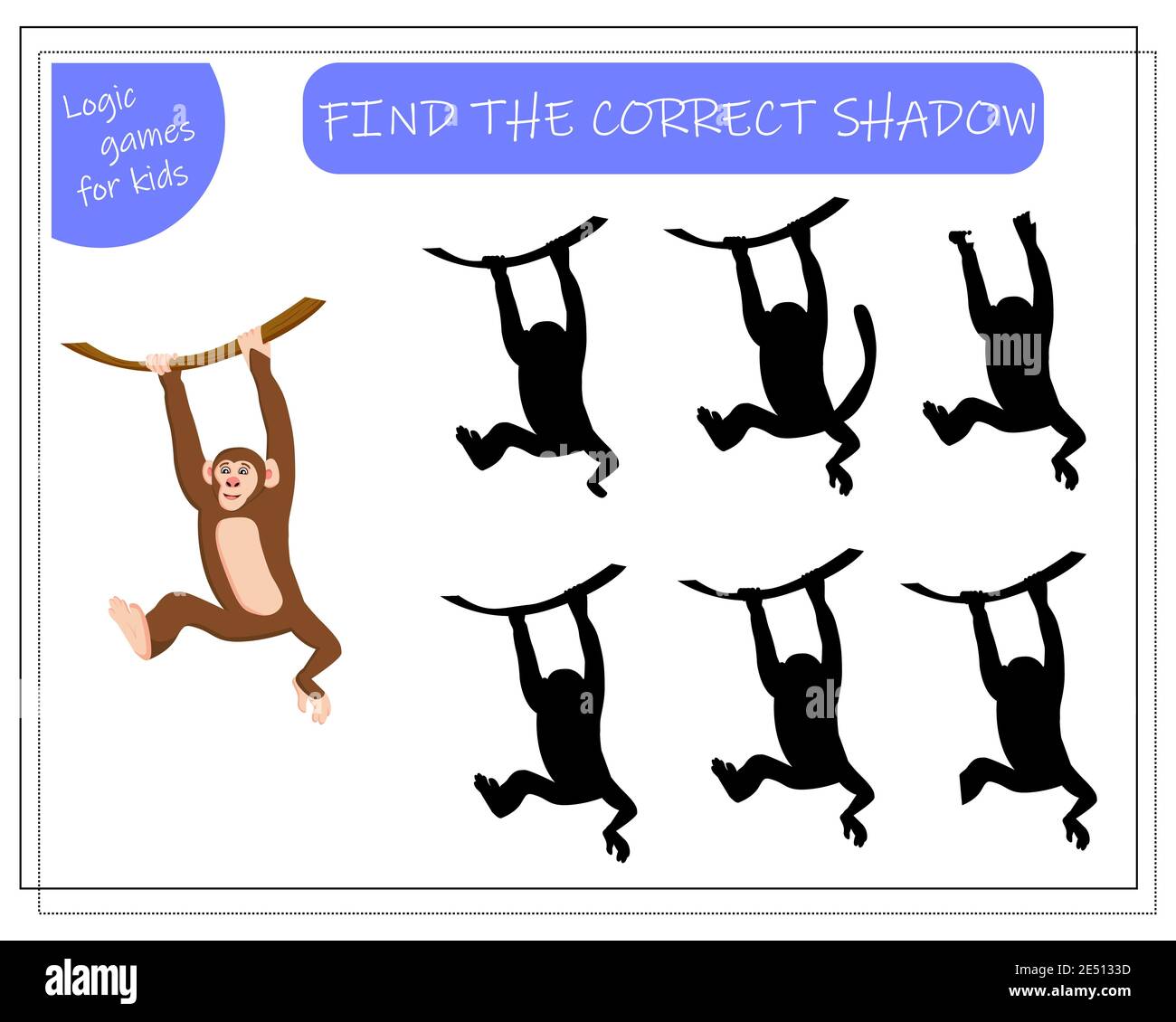 Game for children find the right shadow. choose the right shadow for ...