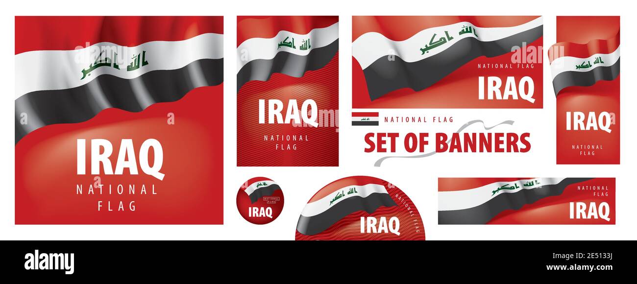 Vector set of banners with the national flag of the Iraq Stock Vector ...
