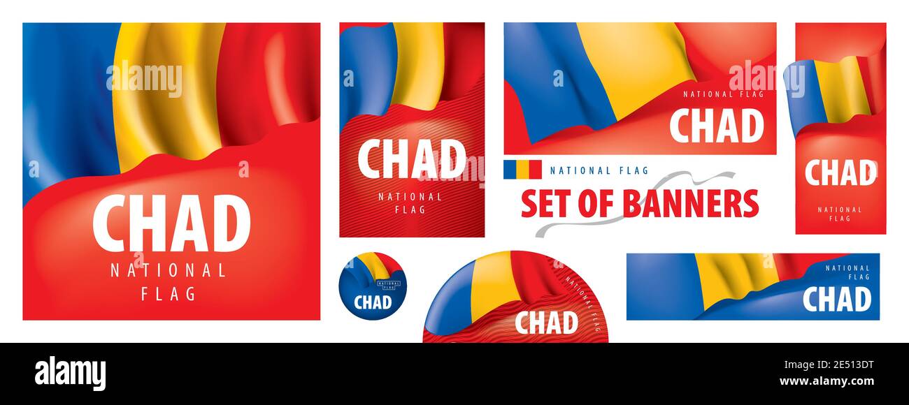 Vector set of banners with the national flag of the Chad Stock Vector ...