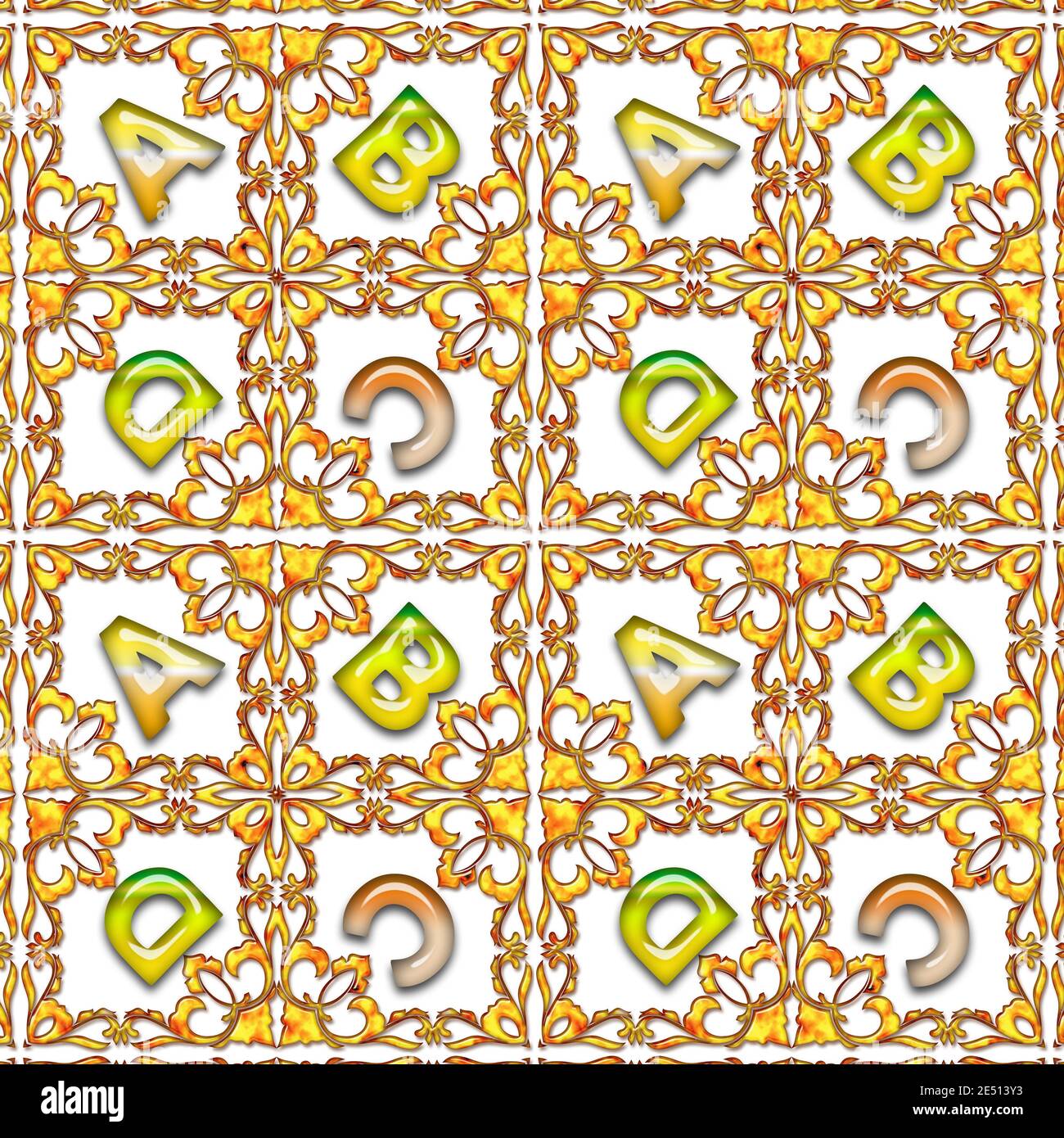 Illustration of the English letters on geometrical patterns Stock Photo ...