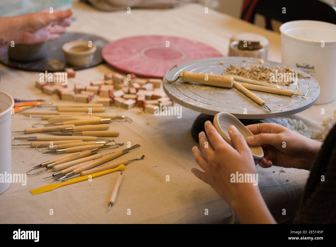 Women hand-making crafts, ceramics, pottery and art Stock Photo - Alamy