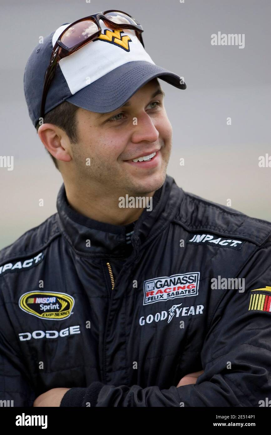 Reed Sorenson waits to qualify at Talladega Superspeedway for the ...