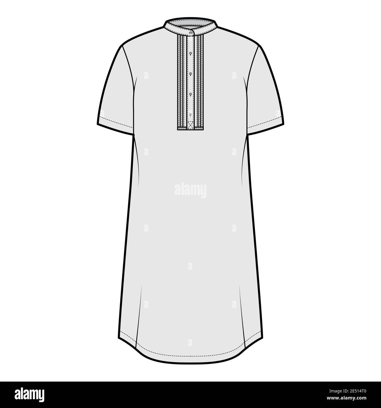 Shirt kurta technical fashion illustration with short sleeves ...