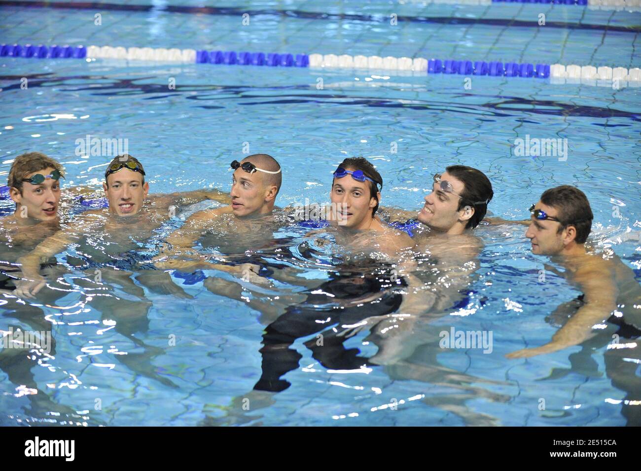 French 4X100M relay (L to R) Amaury Leveaux, Alain Bernard, Frederick ...