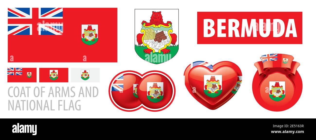 Vector set of the coat of arms and national flag of Bermuda Stock ...