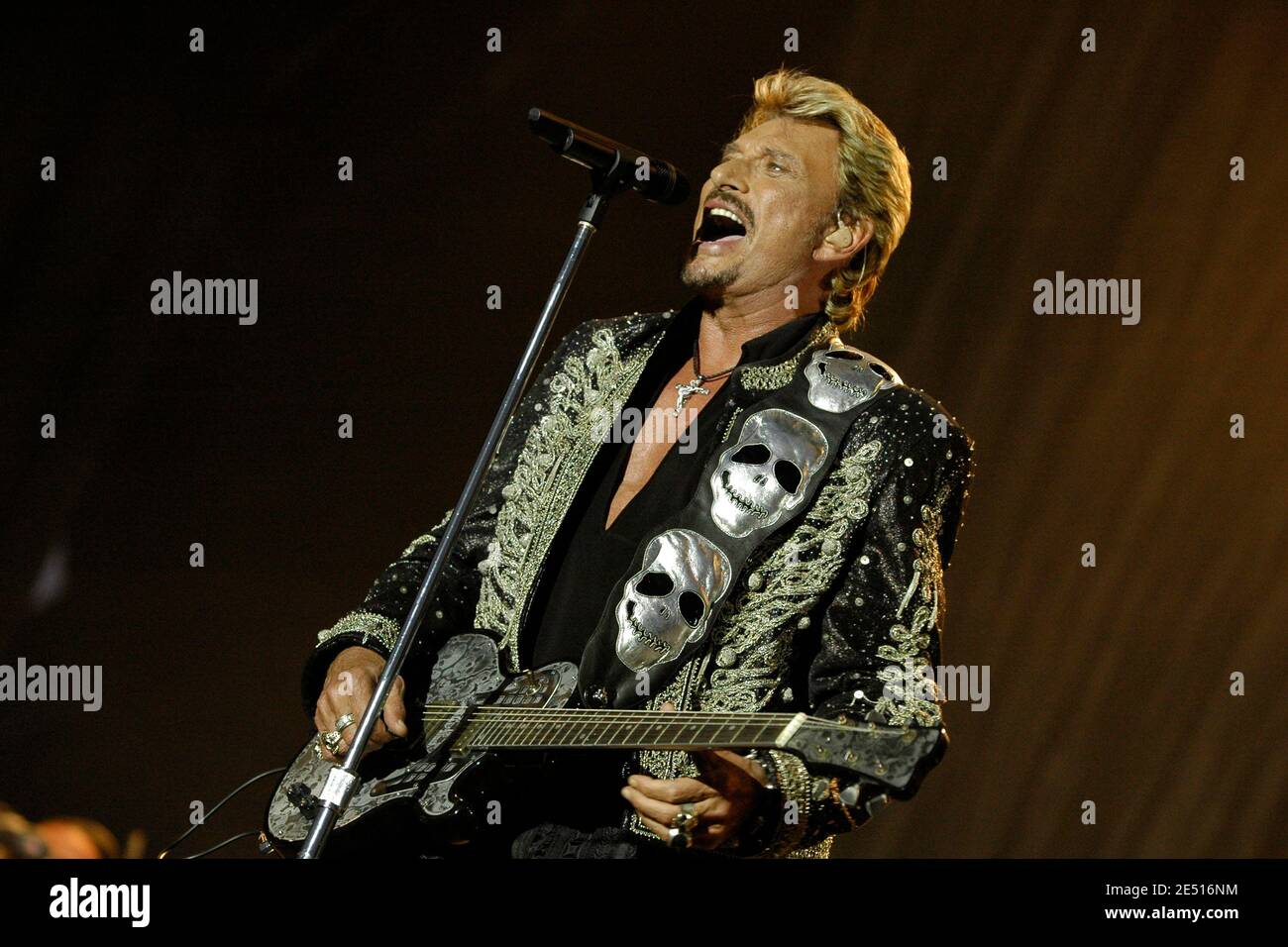 French singer Johnny Hallyday performs live on stage during 'Les ...