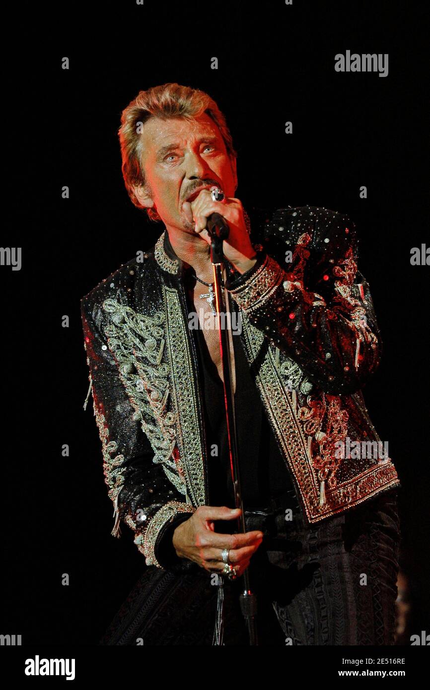 French singer Johnny Hallyday performs live on stage during 'Les ...